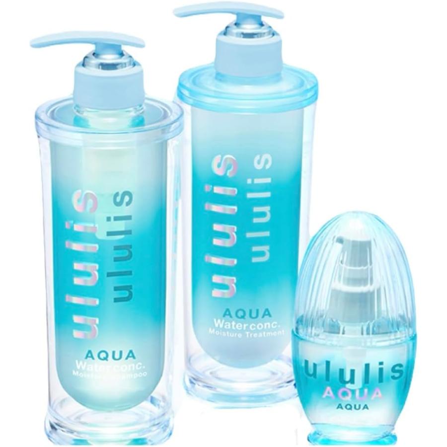 ululis Ululis AQUA ウルリス アクア ウォーターコンク モイスチャー シャンプー 340ml ＋ トリートメント 335g ヘアオイル 100mL 3点セット (沖縄・離島 ...