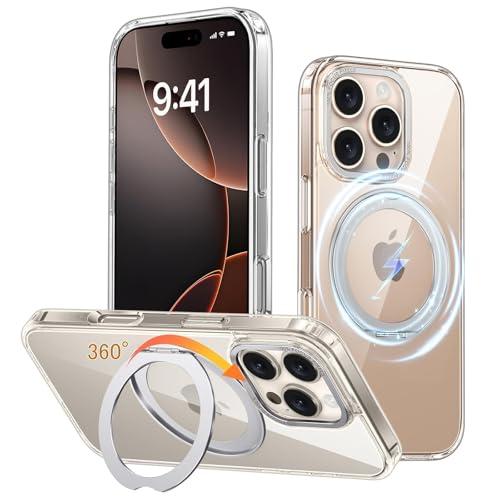 iPhone 16 Pro 用 ケース Magsafe対応 ワイヤレス充電 360°回転スタンド 縦横両対応 Gunwon スマホケース iph : mamesmile - 通販 ...