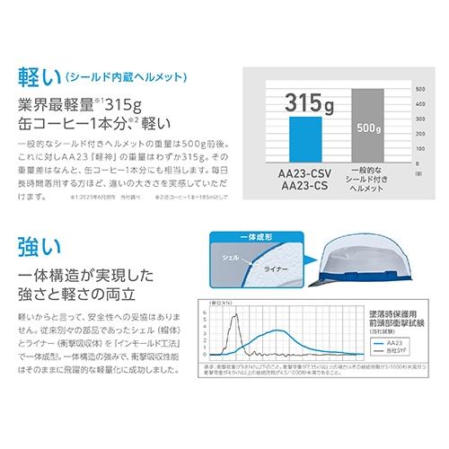 ヘルメット DICプラスチック 軽神 AA23-CV HA8E-4-K23式 ABS樹脂 軽量 軽い クリアバイザー シールド付き 作業 工事 現場 暑さ対策 蒸れにくい 土木 建築 防災 ...