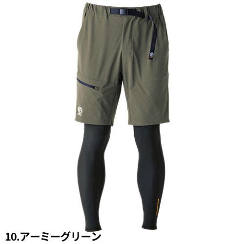 フェイクレイヤード ショートパンツ 作業服 作業着 ハーフパンツ 短パン パンツ イーブンリバー EVENRIVER EX34 春夏 接触冷感 ストレッチ スリム おしゃれ : 作業服 安全靴 ...