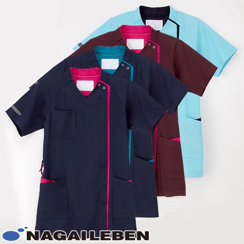 女子スクラブ 白衣 医療 RF-5182 ナガイレーベン Naway レディース 医師 看護師 ナース ファスナー ストレッチ 病院 介護 ...