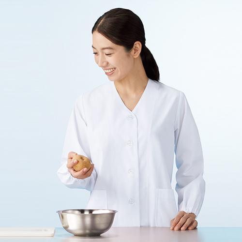 白衣 調理白衣 制服 ユニフォーム KAZEN カゼン 女子衿なし調理衣 長袖 330-30 飲食店 女性用 レディース おしゃれ かわいい プロ仕様 定番 吸汗 快適 : 作業服 安全靴 ...