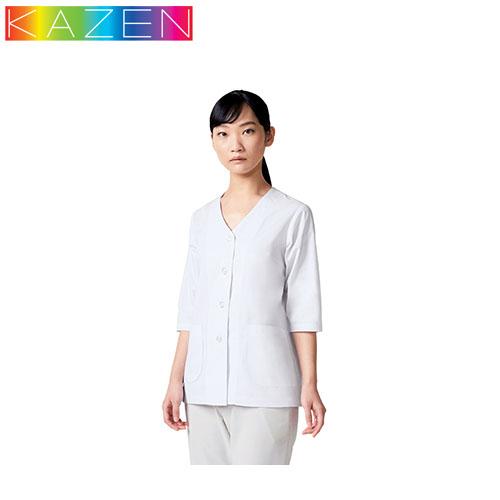 白衣 調理白衣 制服 ユニフォーム KAZEN カゼン 女子衿なし調理衣 七分袖 334-30 飲食店 女性用 レディース おしゃれ かわいい 定番 吸汗 快適 : 作業服 安全靴 安全帯の ...