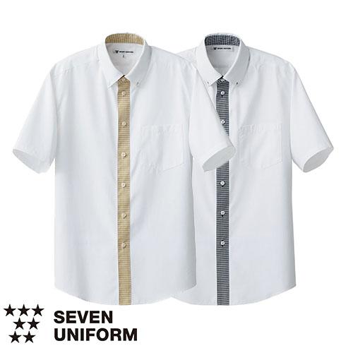 セブンユニフォーム 業務用 シャツ ブラウス ボタンダウンシャツ 半袖 CH4435 男女兼用 ユニセックス 防透 透けにくい UVカット おしゃれ 飲食店 制服 ユニフォ : 作業服 安全靴 ...