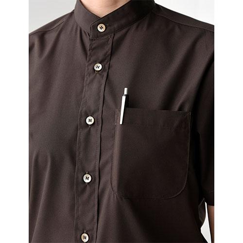 セブンユニフォーム 業務用 シャツ ブラウス 抗菌スタンドカラーシャツ 半袖 CH4458 男女兼用 ユニセックス 抗菌 防臭 おしゃれ 飲食 ...