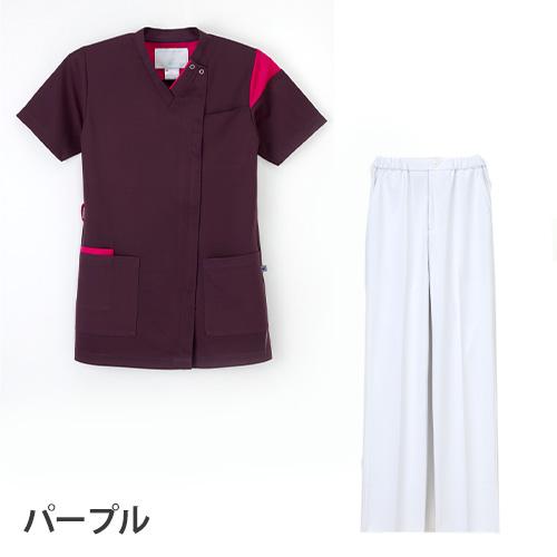 スクラブ 上下セット 白衣 白パンツ ナガイレーベン 男女兼用 半袖 医療 RF-5472 LX-4013 医師 看護師 ファスナー 病院 ...