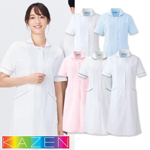 ワンピース 白衣 ナース服 020 KAZEN カゼン 半袖 人気 スクエアネック ストレッチ 医療用 ナースウェア 看護師 ナース 工業洗濯可 制菌 吸汗 : スクラブ 白衣 ドクターコート ...