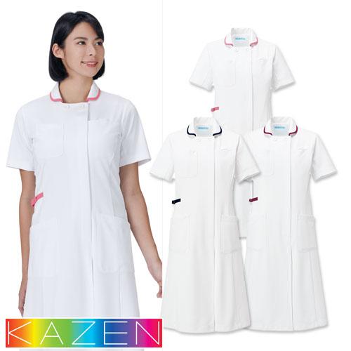 ワンピース 白衣 ナース服 990 KAZEN カゼン 半袖 看護師 ナース ナースウェア 医療 医療用 制服 ユニフォーム かわいい 病院 エステ 透けにくい : スクラブ 白衣 ドクター ...