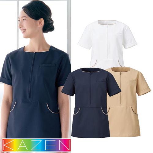 レディス プルオーバー チュニック 白衣 KZN312 KAZEN カゼン 制服 看護師 ナース ナース服 医療用 かわいい 可愛い 病院 エステ 人気 ペプラム : スクラブ 白衣 ドクター ...