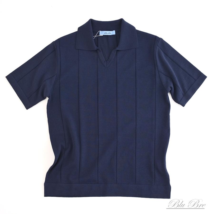 Blu Bre ブルブレ ・コットン 針抜きスキッパー ニット ・mod. 25SBL41105 ・col. INK BLUE インクブルー ・made in Japan : M&M-エム ...