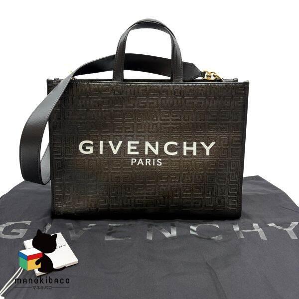 GIVENCHY ジバンシー G-TOTE Gトート 2WAY 2way トートバッグ ショルダーバッグ 斜め掛け 黒 ブラック ゴールド金具 キャンバス ショルダーストラッ ...