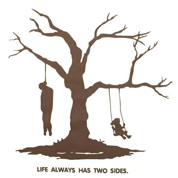 LIFE ALWAYS HAS TWO SIDES.『人生はいつも生と死の隣り合わせ』切なく クールなデザインTシャツジョーク おもしろ T ...