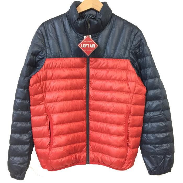 撥水 透湿 防風 ロフトエアー LoftAir スマートライト ダウンジャケット ダウン80％ フェザー20％ 切り替えデザイン ネイビー× ...