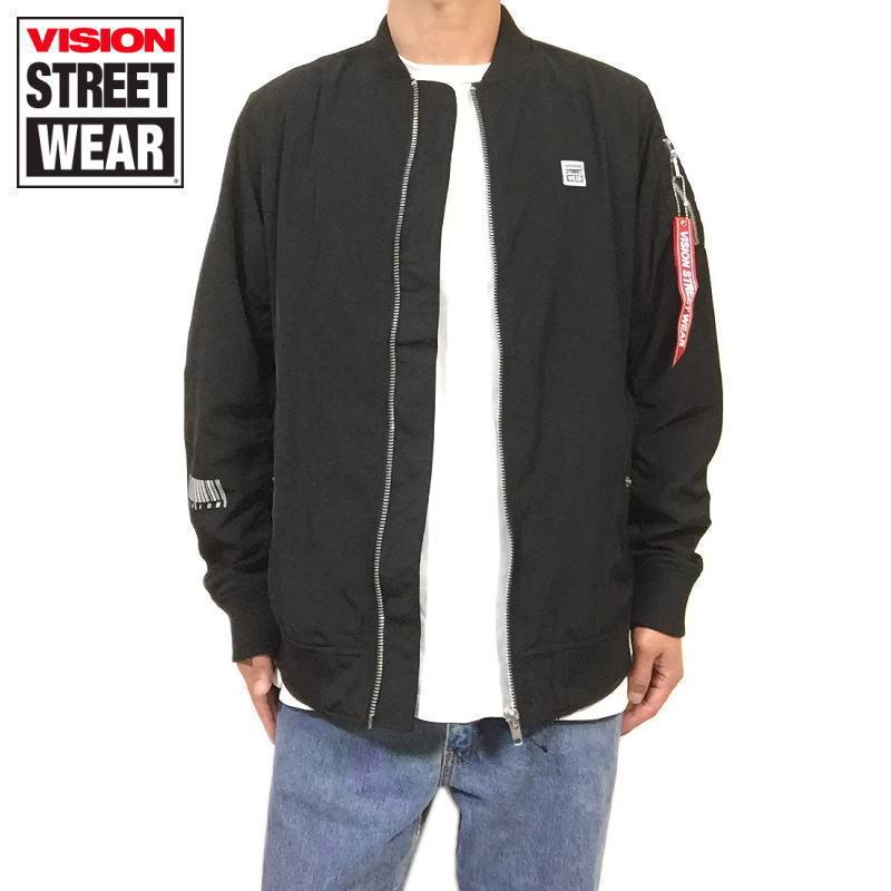 VISION STREET WEAR ヴィジョンストリートウェア ジャケット 刺繍 MA-1ジャケット ミリタリー ライトアウター ビッグシルエット ユニセックス : Vespucci ...