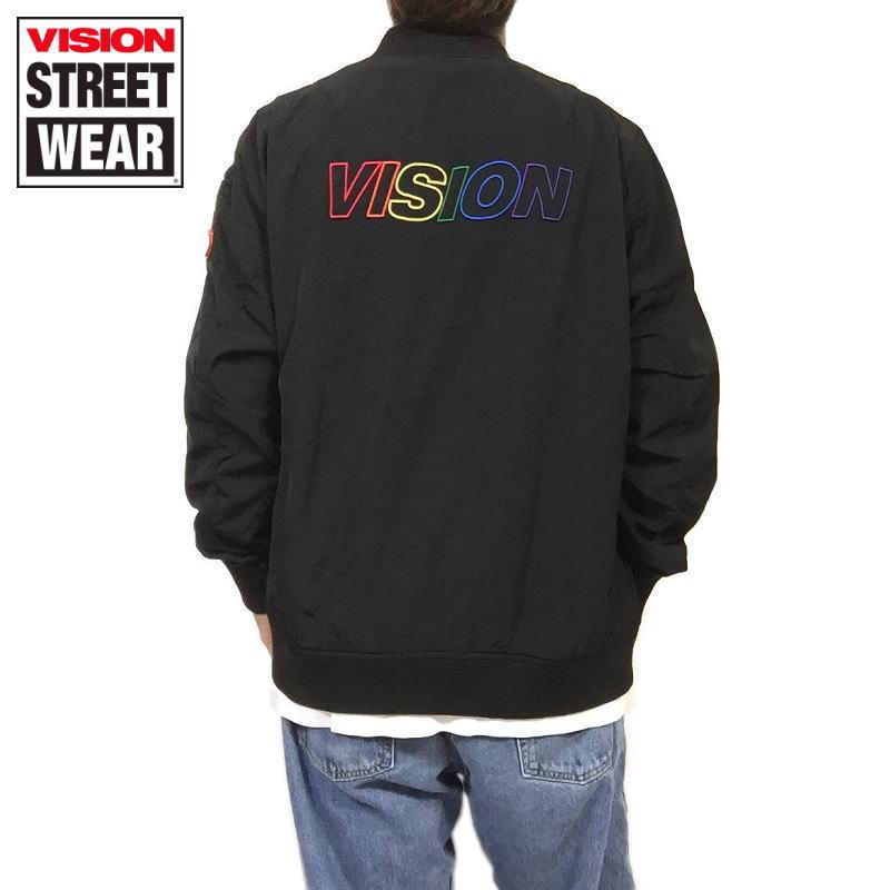 VISION STREET WEAR ヴィジョンストリートウェア ジャケット 刺繍 MA-1ジャケット ミリタリー ライトアウター ビッグシルエット ユニセックス : Vespucci ...