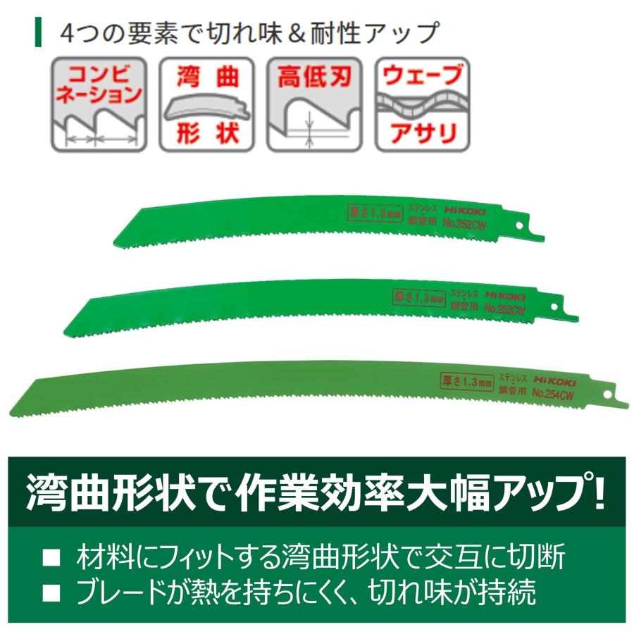 HiKOKI(ハイコーキ) 湾曲セーバソーブレード レシプロソーブレード No.253CW(全長250mm)(5入り) 0033-4744 : Maple Shop - 通販 - Yahoo ...