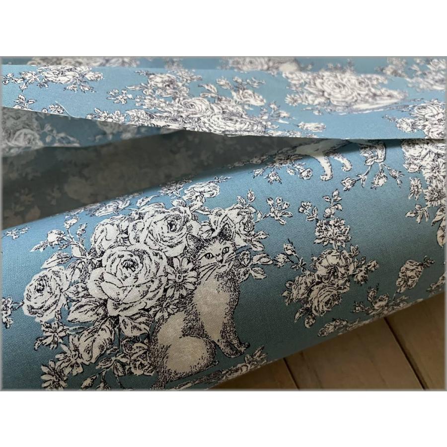 marble 50cm シーチング 生地 おしゃれ プリント 布 ネコ トワルドジュイ 猫柄 薔薇 バラ blue 2C : 1165-2c ...
