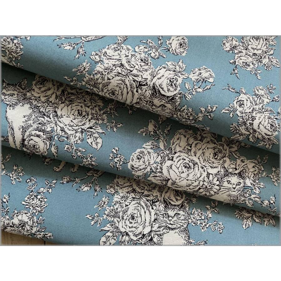 marble 50cm シーチング 生地 おしゃれ プリント 布 ネコ トワルドジュイ 猫柄 薔薇 バラ blue 2C : 1165-2c ...