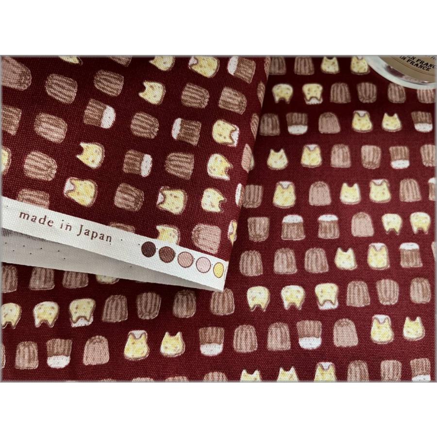 marble 50cm オックス 生地 布 ネコ 猫 カヌレ animal bread おしゃれ プリント chocolate 赤茶 2C ...