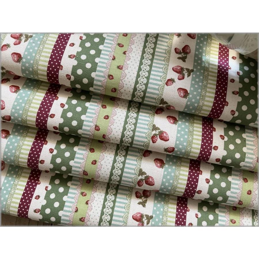 marble 55cm はぎれ シーチング 生地 布 イチゴ 苺 ストライプ little very berry おしゃれ プリント ...