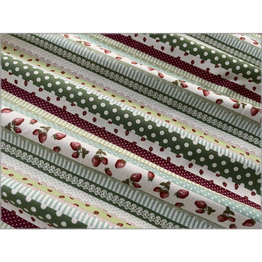marble 55cm はぎれ シーチング 生地 布 イチゴ 苺 ストライプ little very berry おしゃれ プリント ...