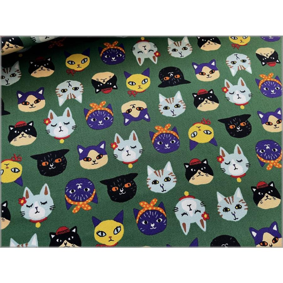 marble 50cm オックス 生地 ネコ 猫 lovely cats green A4 : マーブルマーケット ヤフー店 - 通販 - Yahoo!ショッピング