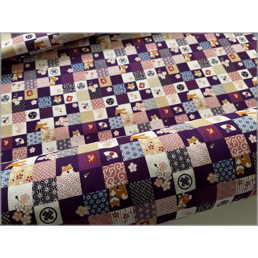 marble 50cm シーチング 生地 布 柴犬 市松模様 おさんぽ日和 パッチ purple 2C : マーブルマーケット ヤフー店 ...