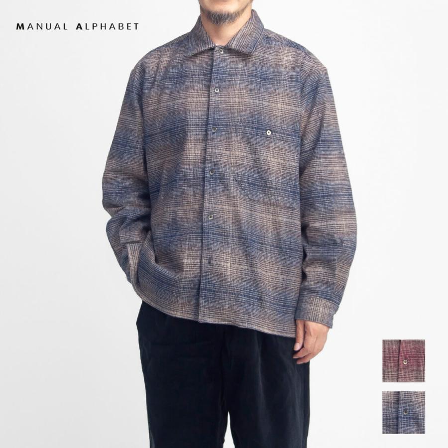 MANUAL ALPHABET（マニュアルアルファベット） エルボーパッチ ヘビーネルチェックシャツ 日本製 メンズ : MARC ...