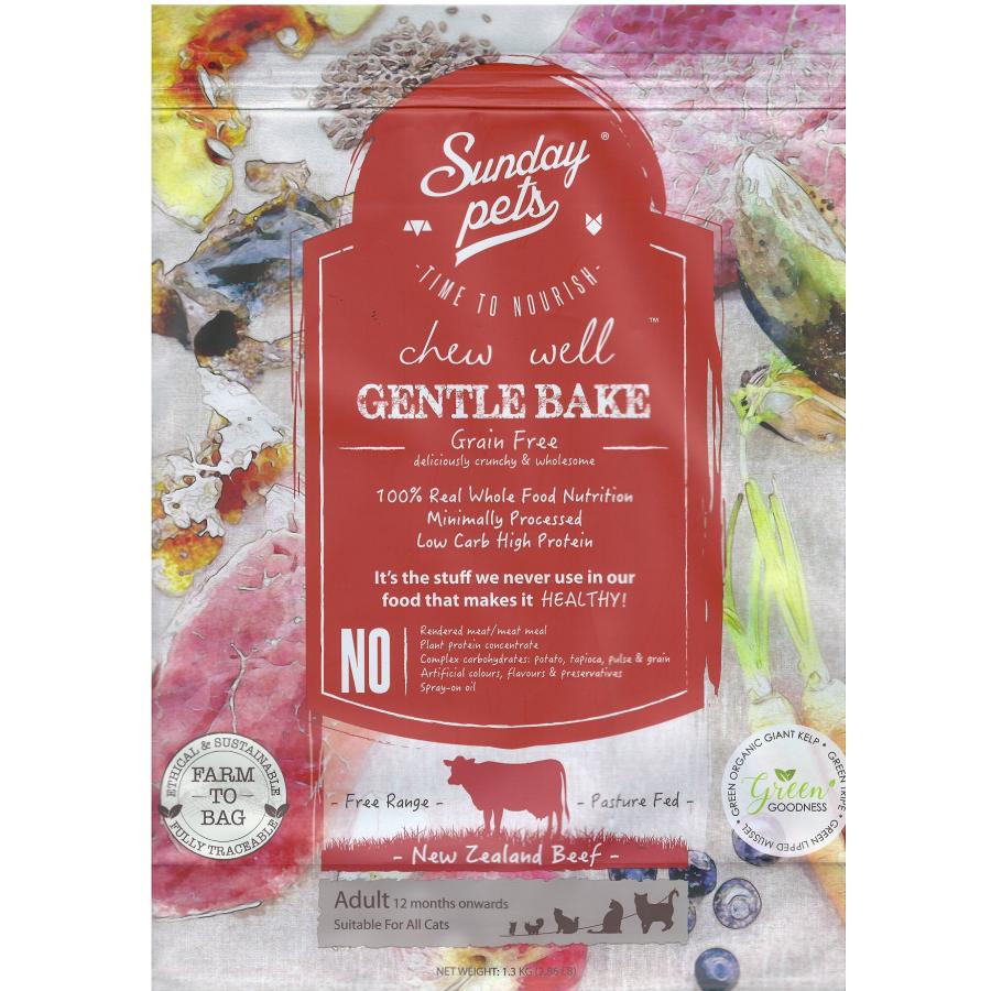 サンデーペッツ ジェントルベイク グレインフリー ビーフ ウィズトライプ 2.6kg（1.3kg×2袋）キャットフード 国内正規品【日本全国送料無料】 : ペットフードマルシェピーチ - 通販 ...