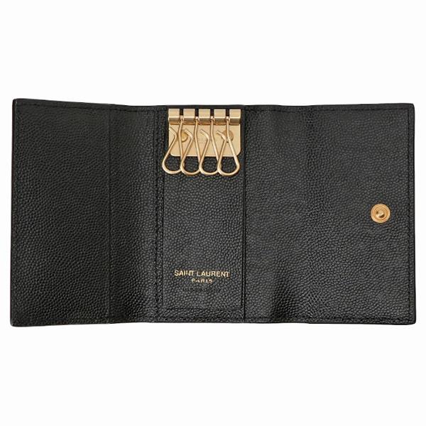 SAINT LAURENT サンローラン キーケース 4連キーケース 698236 BOW01 1000 YSL モノグラム スリム ブラック ...