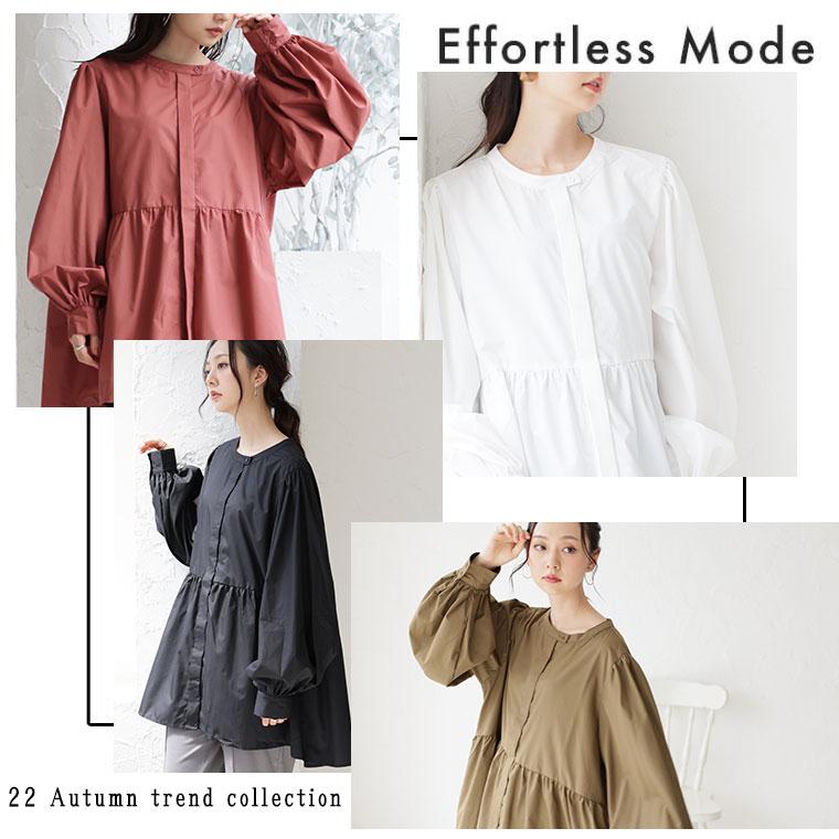 大きいサイズ レディース トップス effortless mode T/Cタイプライター ワンティアード シャツブラウス チュニック シャツ ...