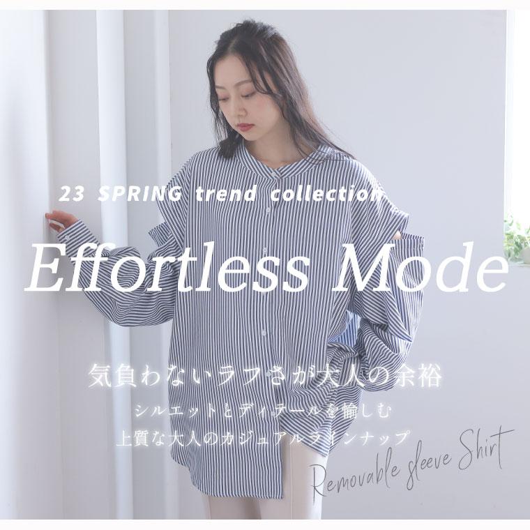 大きいサイズ レディース シャツ effortless mode 3way TCタイプライター リムーバルスリーブ ブラウス トップス LL ...