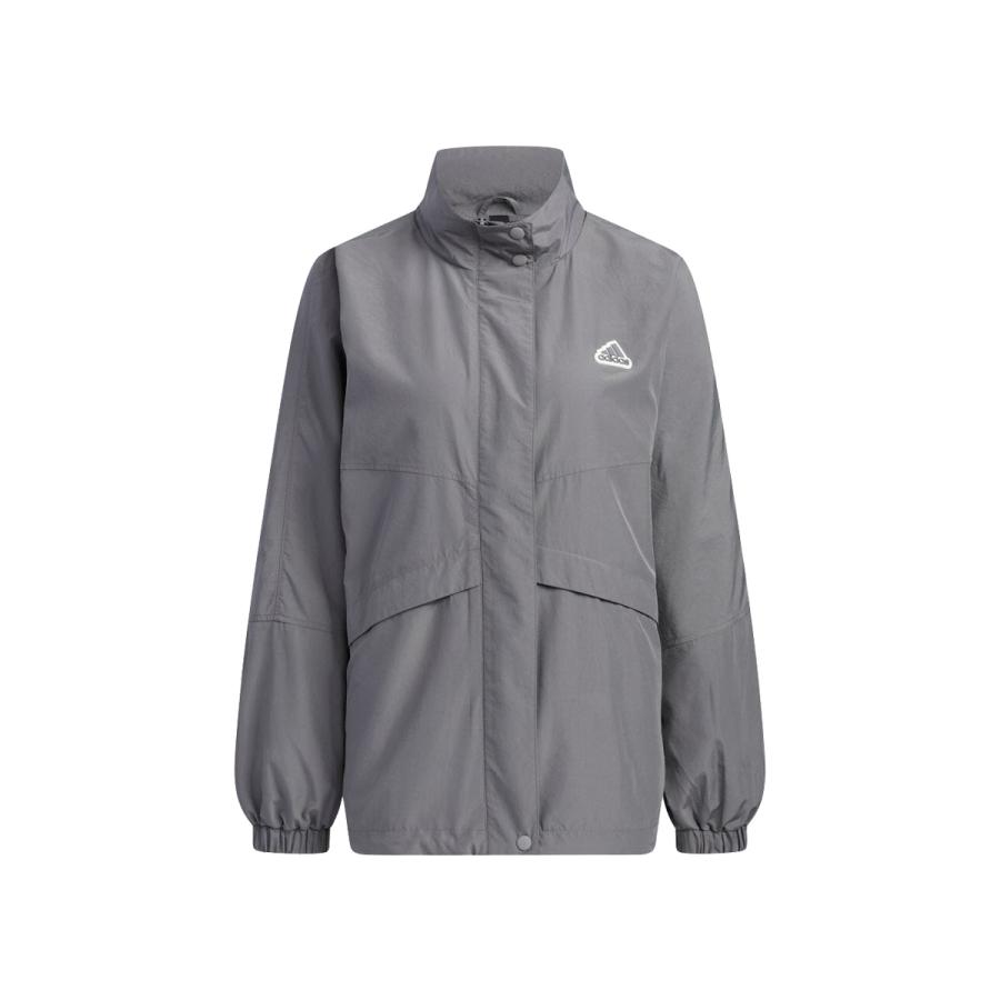 adidas アディダス ルーズフィット ウーブンジャケット レディース グレー 灰色 スポーツ フィットネス フルジップ ジャケット ...