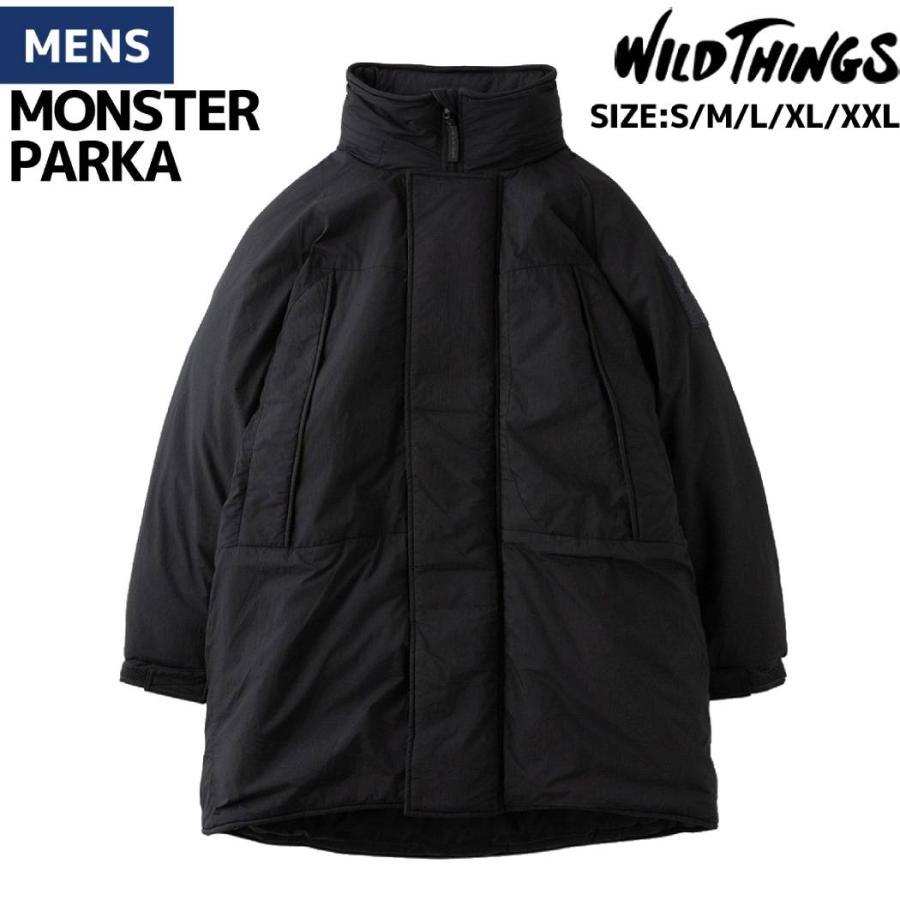 WILD THINGS ワイルドシングス MONSTER PARKA モンスターパーカー メンズ 冬 ブラック カジュアル アウター 撥水 ...
