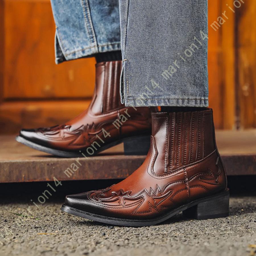 ブーツ メンズ カウボーイブーツ ウエスタンブーツ ウエスタン カントリーダンス カウボーイ エンジニアブーツ ショートブーツ 男性用 革靴 カジュアル : 0is-klo-0knw1 ...