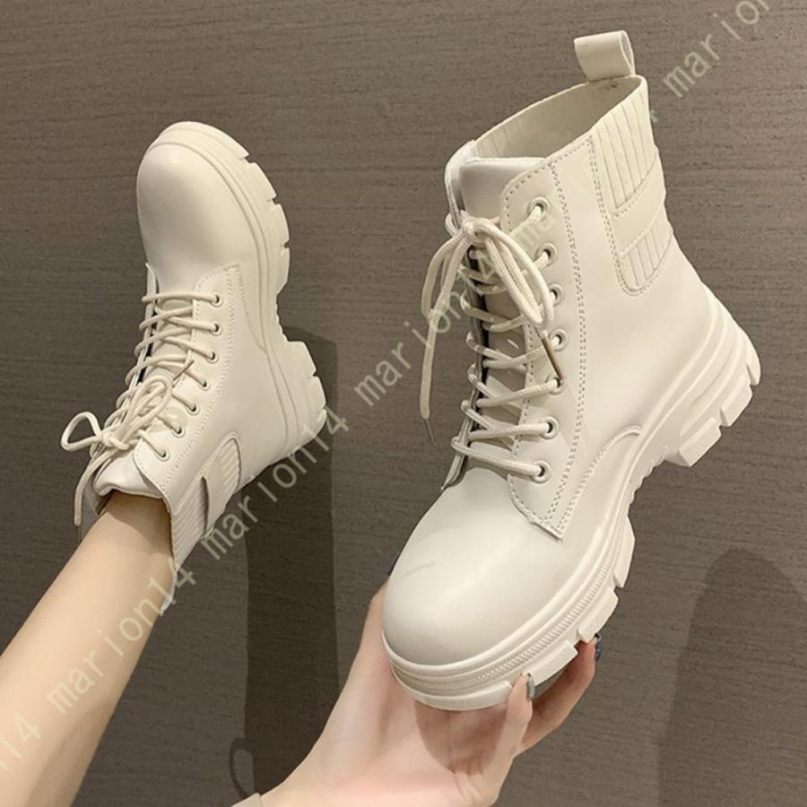 レディース ブーツ 編み上げ 厚底ブーツ レディース ウォーキングシューズ ローヒール プラットフォーム ショートブーツ レースアップ ハイカット スニーカー : 0is-klo-x56rga ...