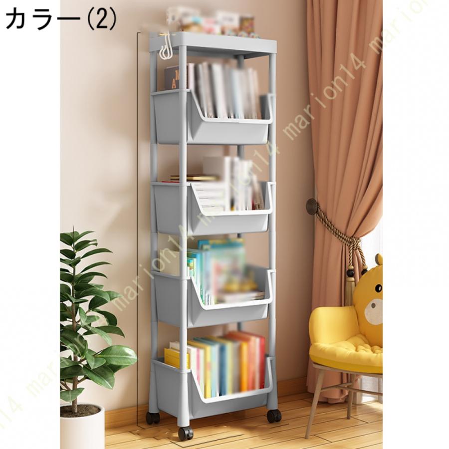 キッチンワゴン キャスター付き 4段 キッチンカート バスケット 台所かご プラスチックラック オープンシェルフ 本棚 すき間 小物 収納 バスケットトローリー :nhN-r83-OUXDE8 ...