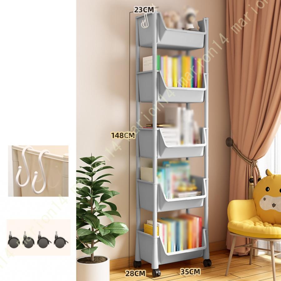 キッチンワゴン キャスター付き 4段 キッチンカート バスケット 台所かご プラスチックラック オープンシェルフ 本棚 すき間 小物 収納 バスケットトローリー :nhN-r83-OUXDE8 ...