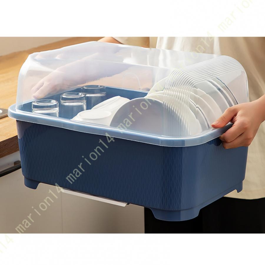 水切りかご フタ付き トレー付き 水切りラック キッチンラック 水切りラック 大容量 食器を置く 食器棚 収納ボックス 食器立て 皿立て 多機能かご :ohJ-h4k-STB7B:Marion ...