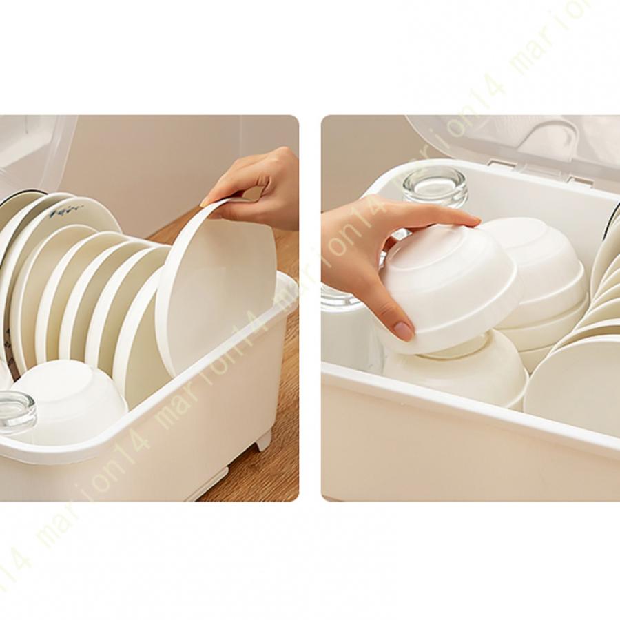 水切りかご フタ付き トレー付き 水切りラック キッチンラック 水切りラック 大容量 食器を置く 食器棚 収納ボックス 食器立て 皿立て 多機能かご :ohJ-h4k-STB7B:Marion ...