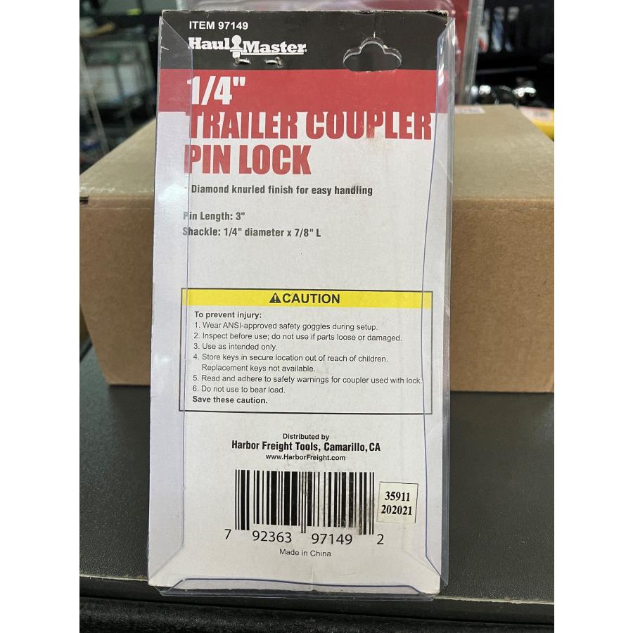HAUL-MASTER 1/4 in. Trailer Coupler Pin Lock with 2 Keys カプラー ピン ロック 鍵2 ...