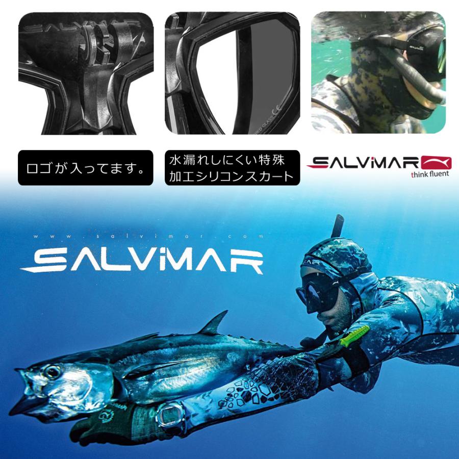 Salvimar サルビマー ダイビングマスク シュノーケル ゴーグル シュノーケリング ダイビング マスク レンズ 曇り止め GoPro マウント付き 強化ガラス TRINITY ...