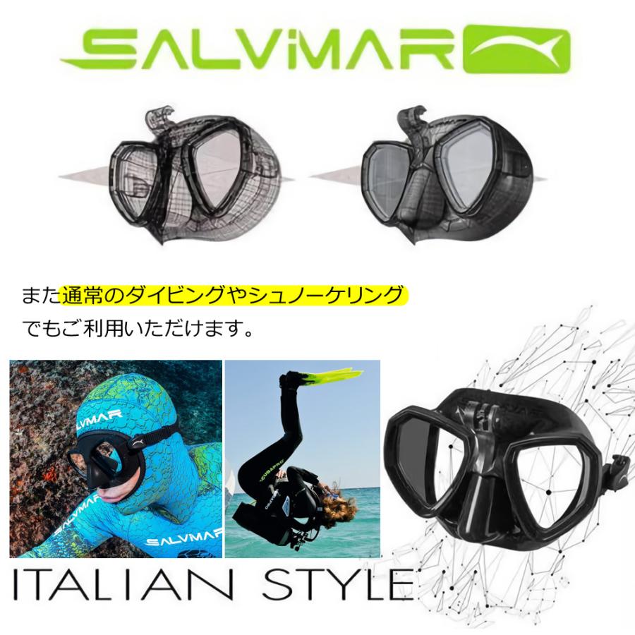 Salvimar サルビマー ダイビングマスク シュノーケル ゴーグル シュノーケリング ダイビング マスク レンズ 曇り止め GoPro マウント付き 強化ガラス TRINITY ...