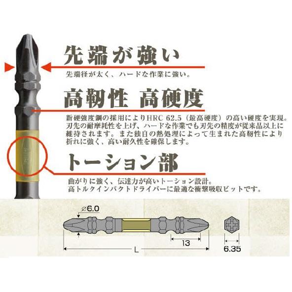 アネックスANEX黒龍靭ビット タフ【+2×65 2本】ABRM-2065 40Vインパクト対応衝撃吸収【トーションビット】兼子製作所 :anex-abrm-2065:丸久金物 - 通販 ...