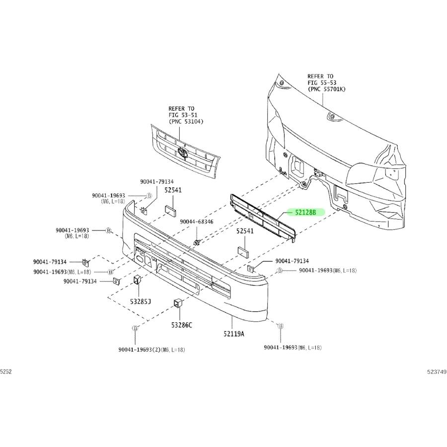 ピクシス TOYOTA (トヨタ) 純正部品 COVER FR BUMPER HOLE LHラジエータグリル ロア品番 52128-B5030 ...