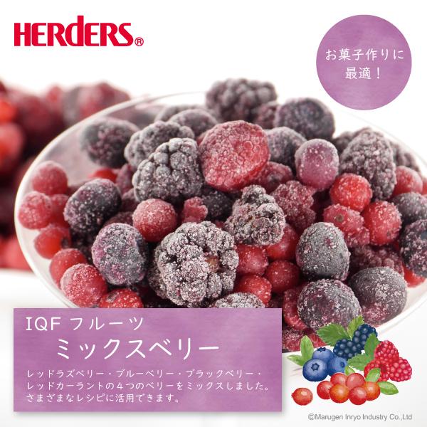 HERDERS ＜冷凍フルーツ＞ ハーダース IQFフルーツ ミックスベリー300g×30袋入 ミックス ラズベリー ブルーベリー ブラックベリー レッドカーラント 冷凍 冷凍食品 : 丸源の ...