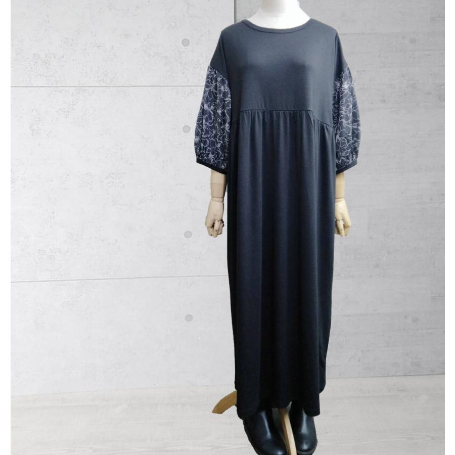 ワンピース ロングワンピース 大きいサイズ 黒 チュニック 大人可愛い ボリューム袖 春 きれい ポワン レディース 花柄 50代 かわいい マキシワンピース : torico-plus ...