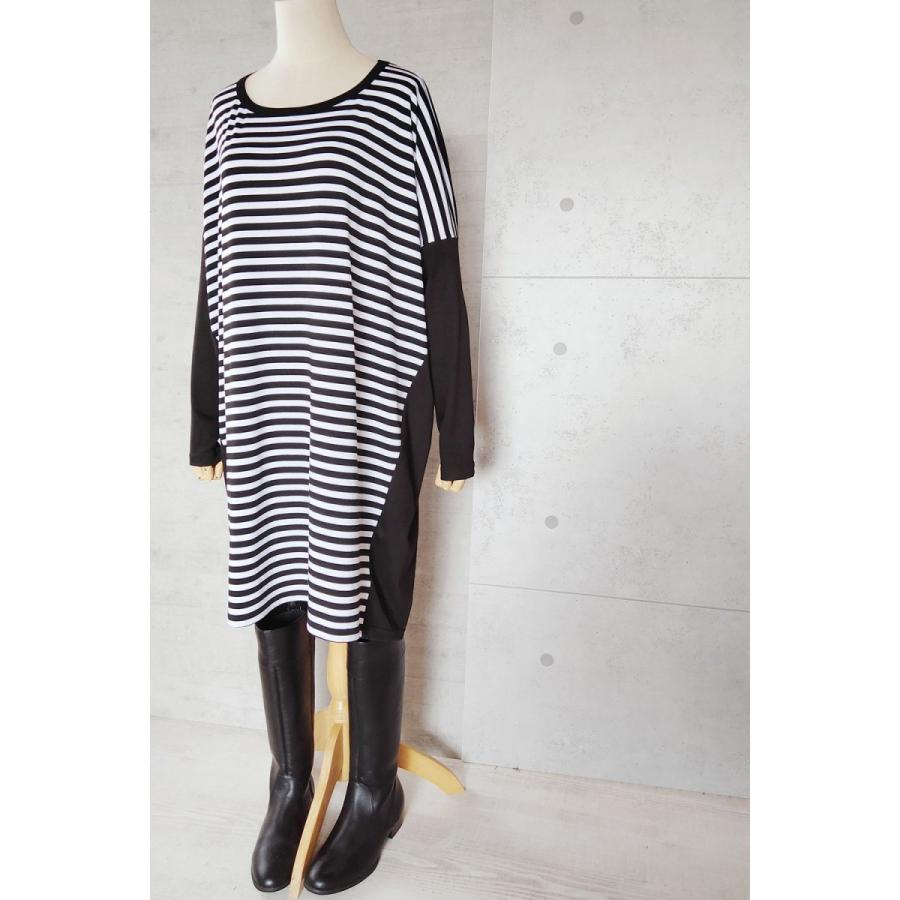 チュニック ワンピース 長袖 ドルマン 30代 40代 50代 配色 チュニックワンピ ボーダー ゆったり 大きいサイズ トップスレディース ナチュラル : torico-plus - 通販 ...