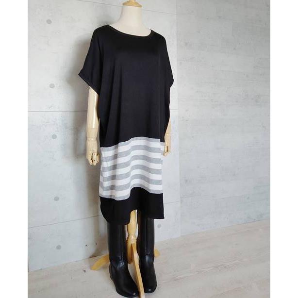 チュニック 大きいサイズ 40代 50代 ワンピー ボーダー 配色 かわいい 半袖 ワンピース ドルマン 春 カットソー バイカラー レディース : torico-plus - 通販 ...