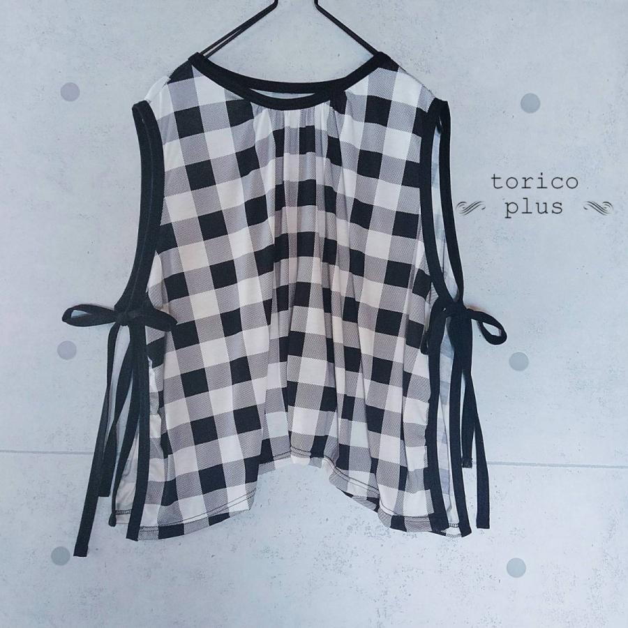 ベスト チュニック トップス カットソー 春 レディース リボン 40代 50代 かわいい 重ね着 Aライン 大きいサイズ ギャザー 切り替え 黒×チェック柄 : torico-plus ...